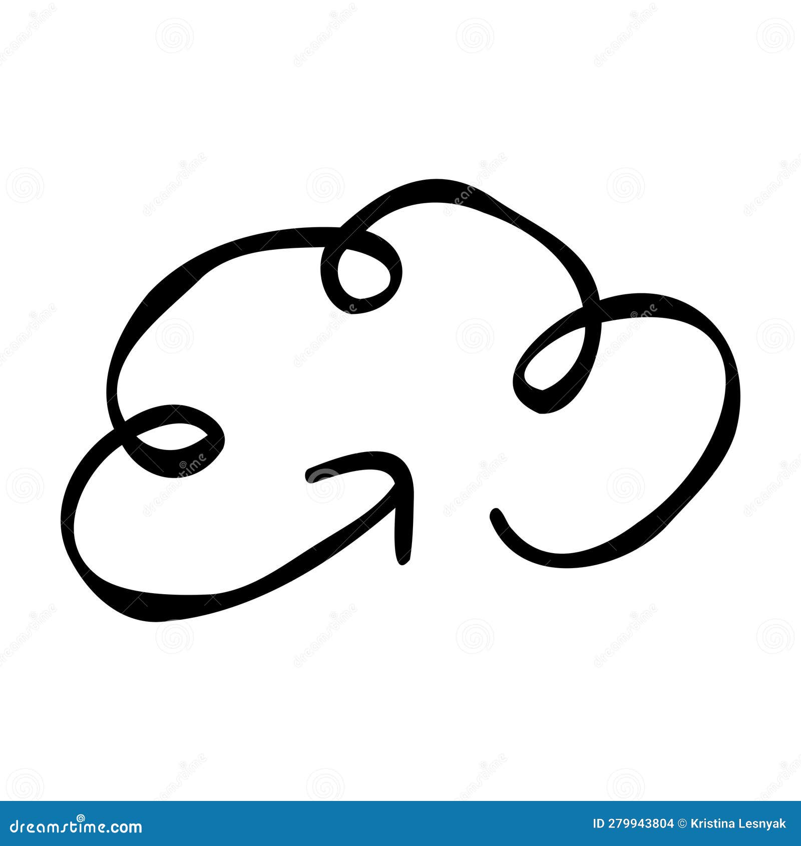 Cloud Arrow Fall Down Doodle Element Icon Stock Vector - Illustration ...