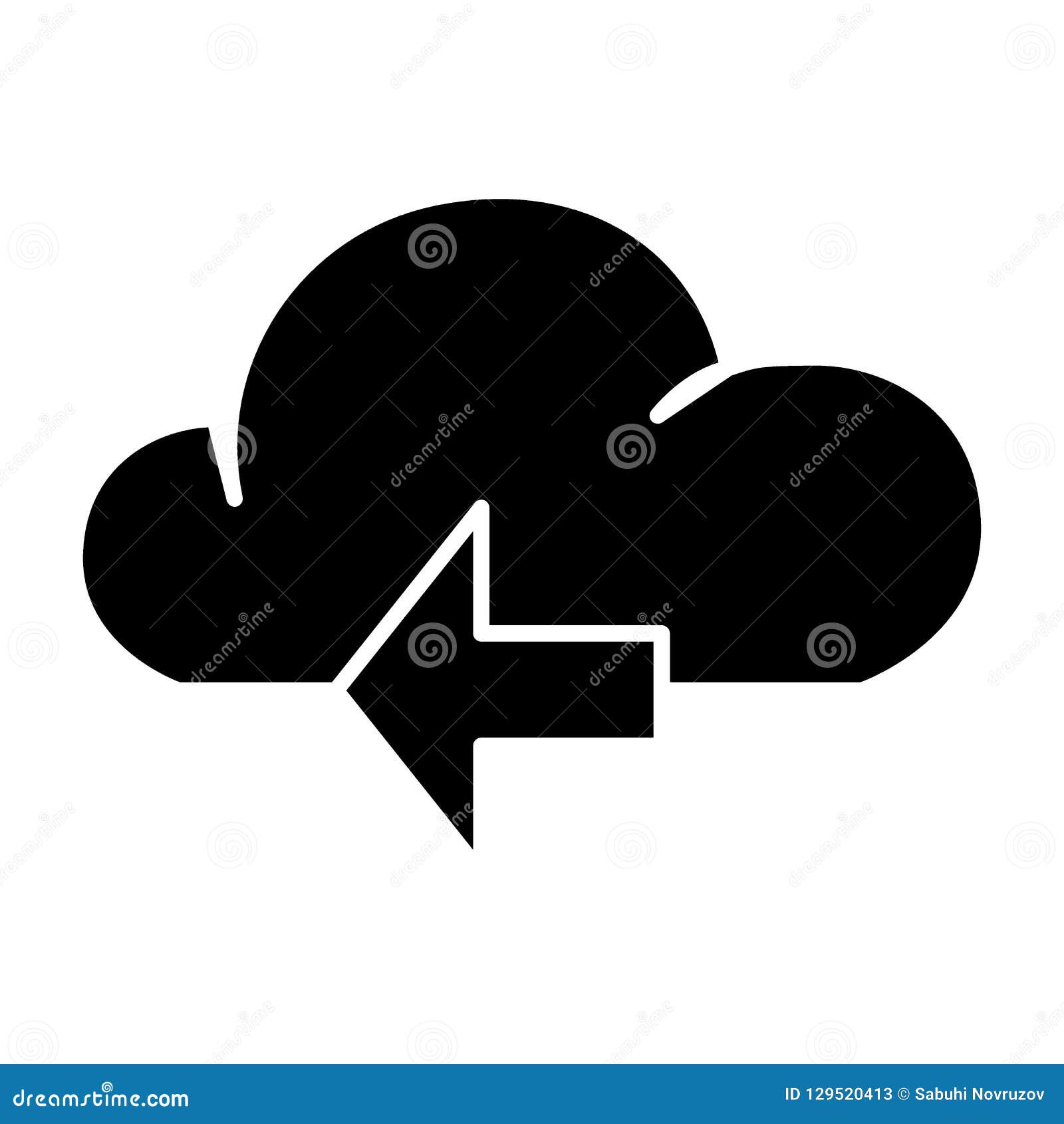 Cloud with Arrow Solid Icon. Data Vector Illustration Isolated on White ...