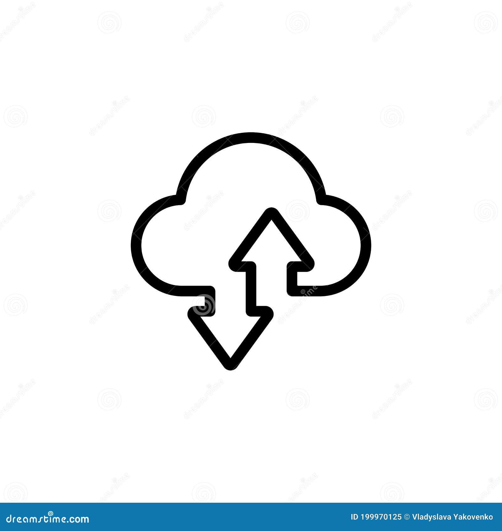 Cloud with Arrows Icon in Black. Download and Upload. Vector EPS 10 ...