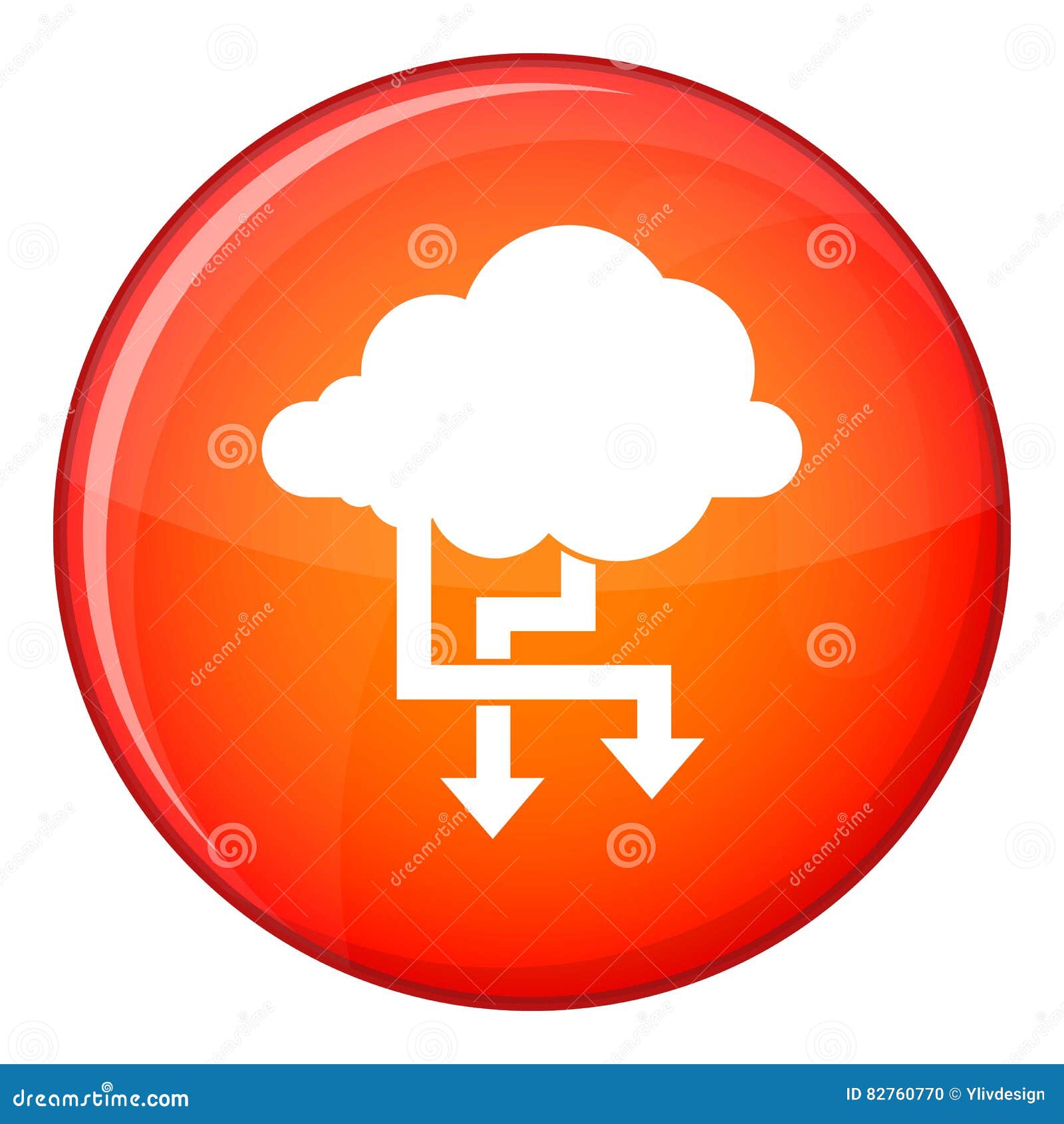 Cloud and Arrows Icon, Flat Style Stock Vector - Illustration of ...