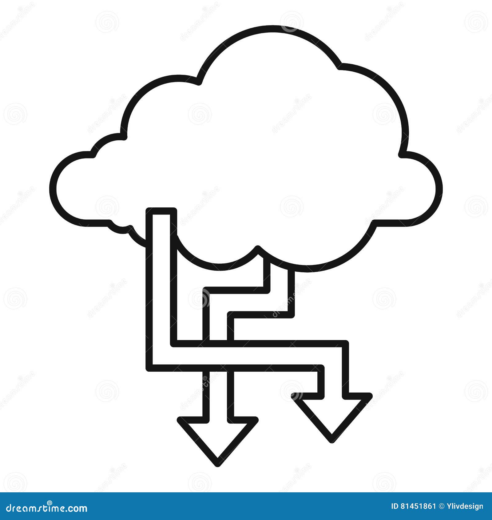 Cloud and Arrows Icon, Outline Style Stock Vector - Illustration of ...