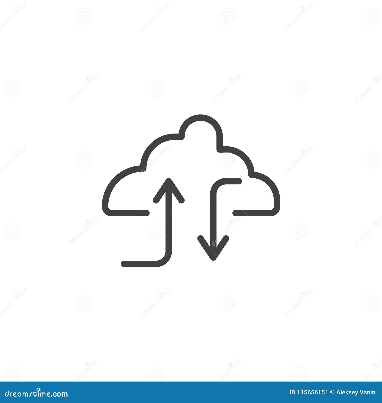 Cloud with Arrows Outline Icon Stock Vector - Illustration of symbol ...