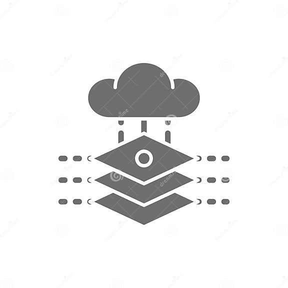 Cloud with Artificial Intelligence Server, Database, Big Data Grey Icon. Stock Vector ...