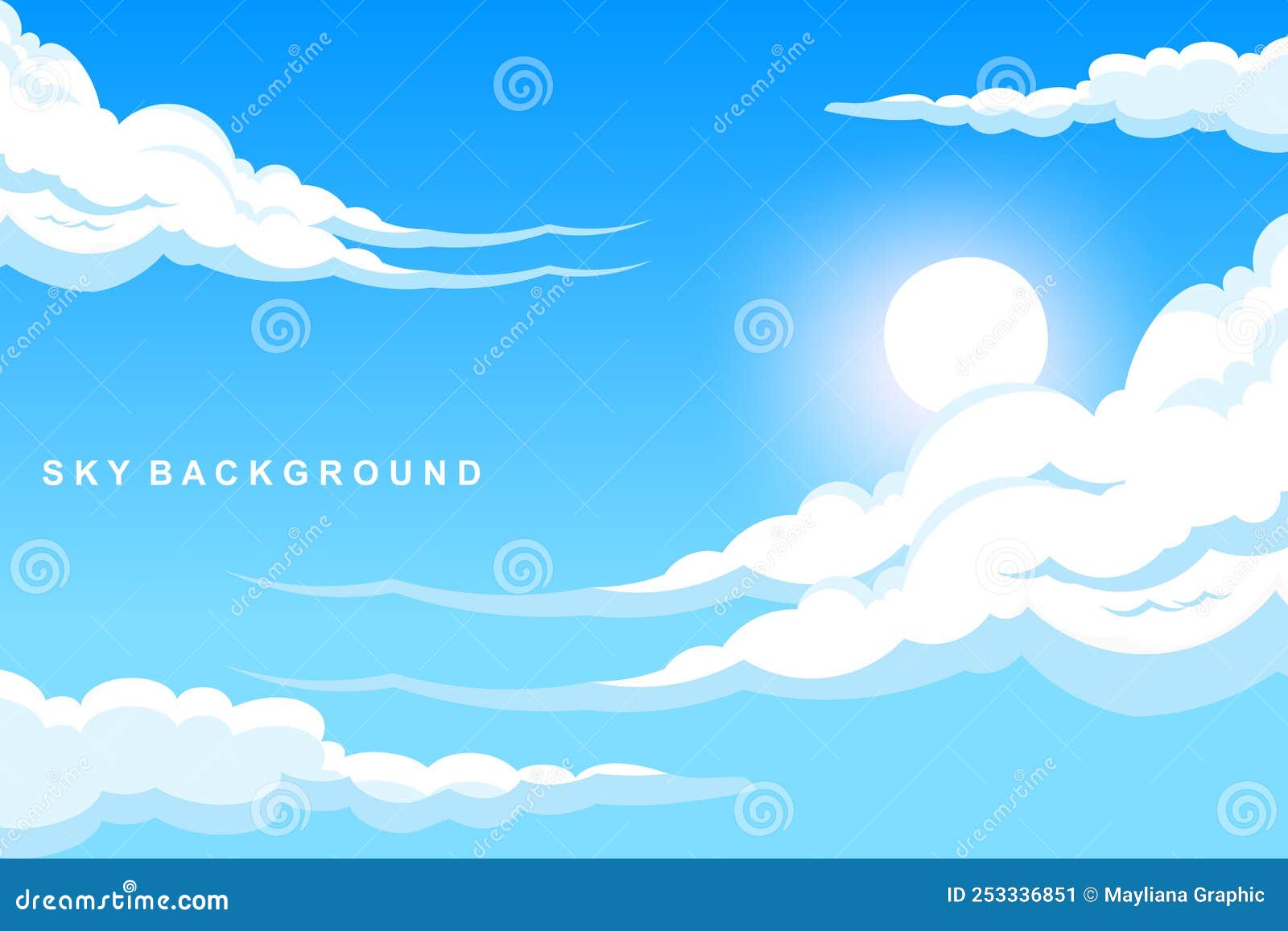 Cloud Background Design, Sky Landscape Illustration, Decoration Vector ...