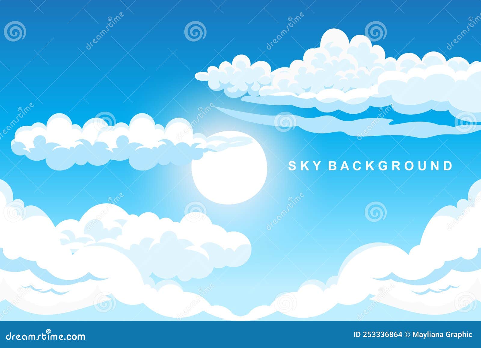Cloud Background Design, Sky Landscape Illustration, Decoration Vector ...