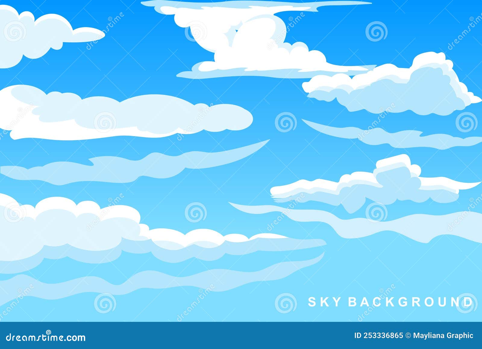 Cloud Background Design, Sky Landscape Illustration, Decoration Vector ...