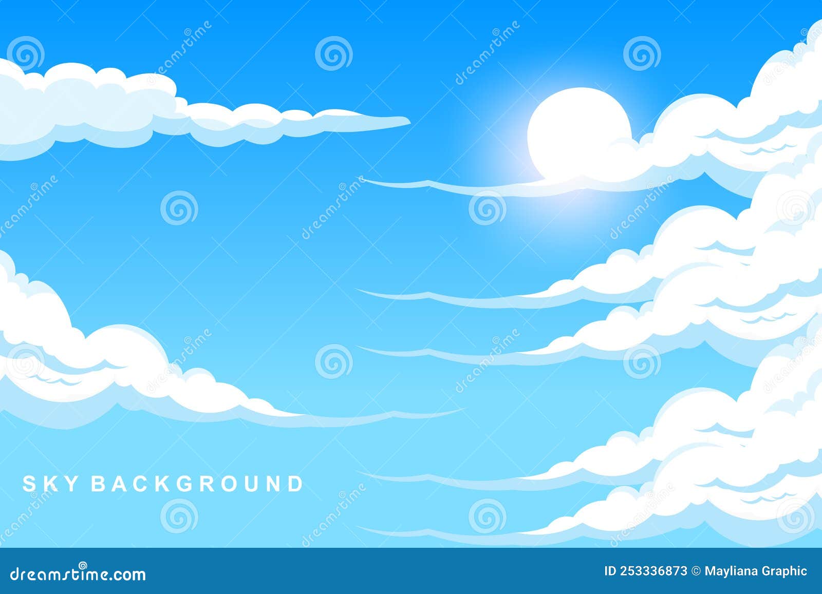 Cloud Background Design, Sky Landscape Illustration, Decoration Vector ...