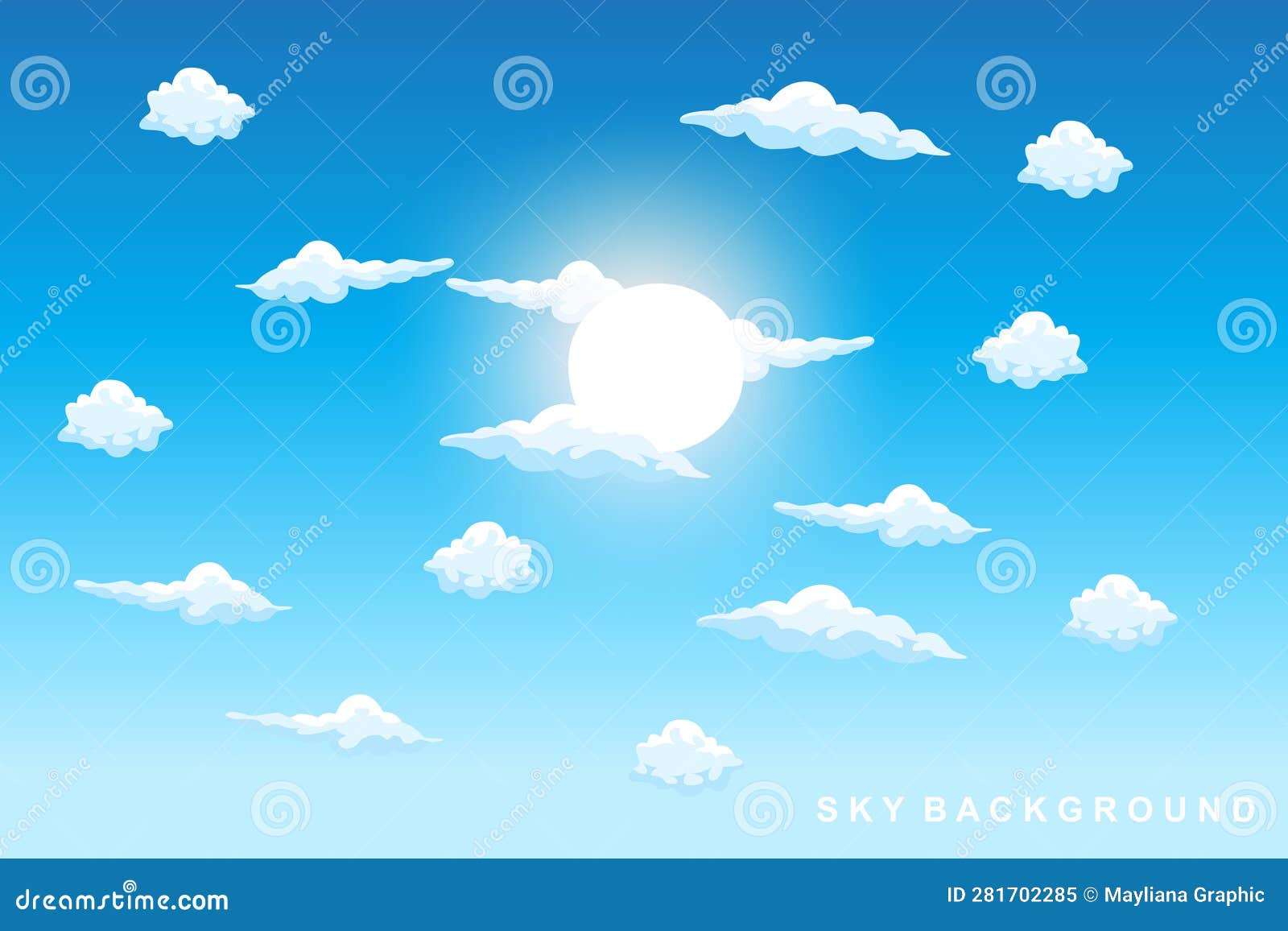 Cloud Background Design, Sky Landscape Illustration, Decoration Vector ...
