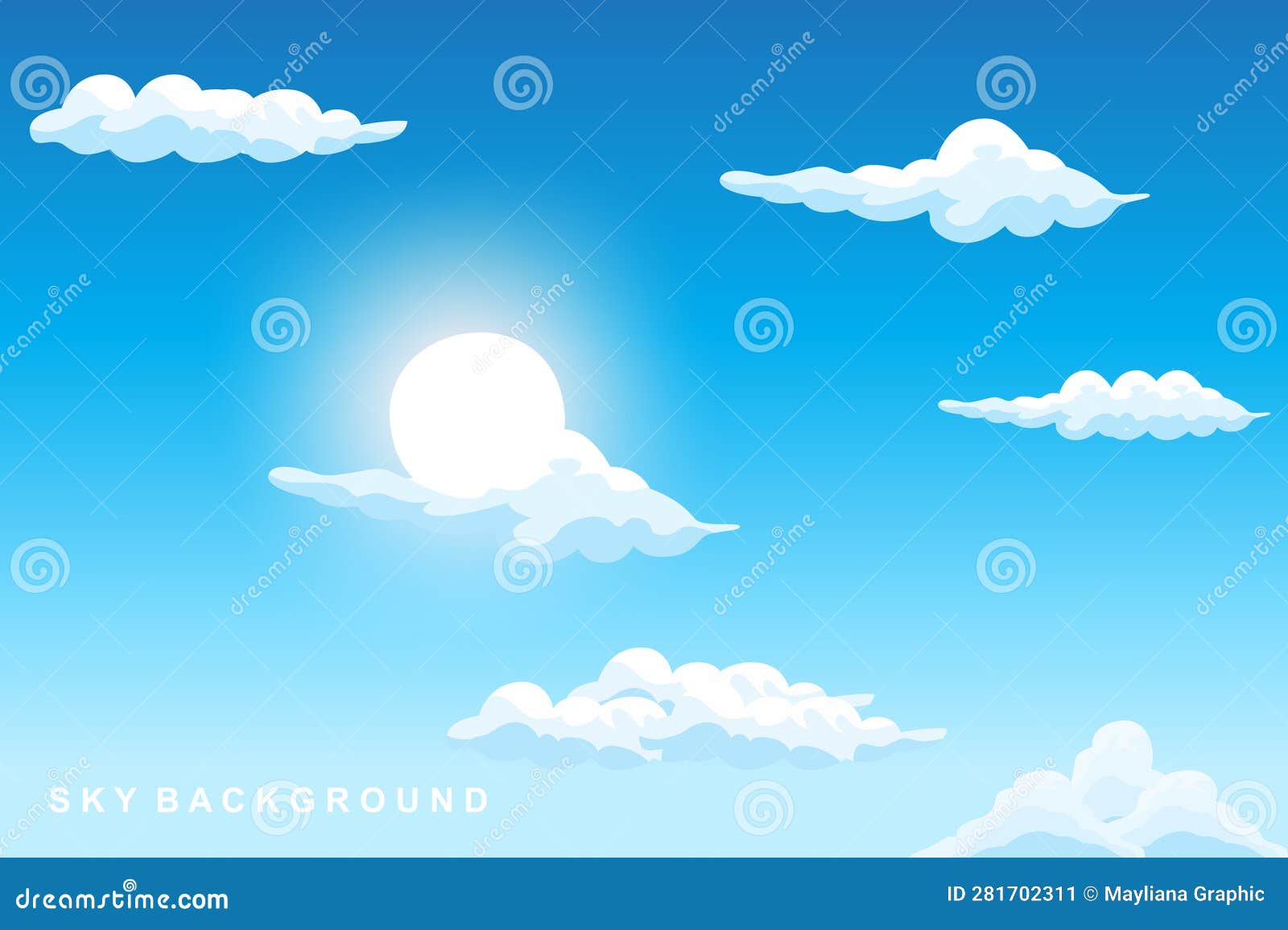 Cloud Background Design, Sky Landscape Illustration, Decoration Vector ...