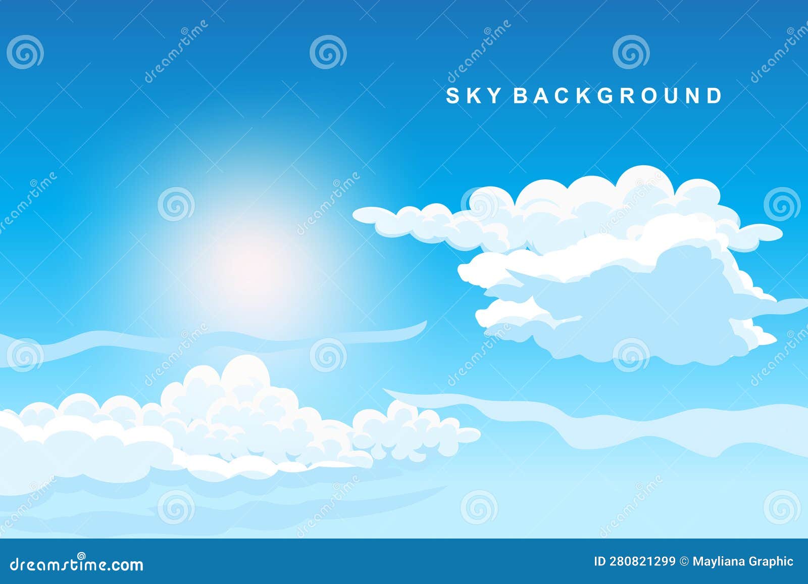 Cloud Background Design, Sky Landscape Illustration, Decoration Vector ...