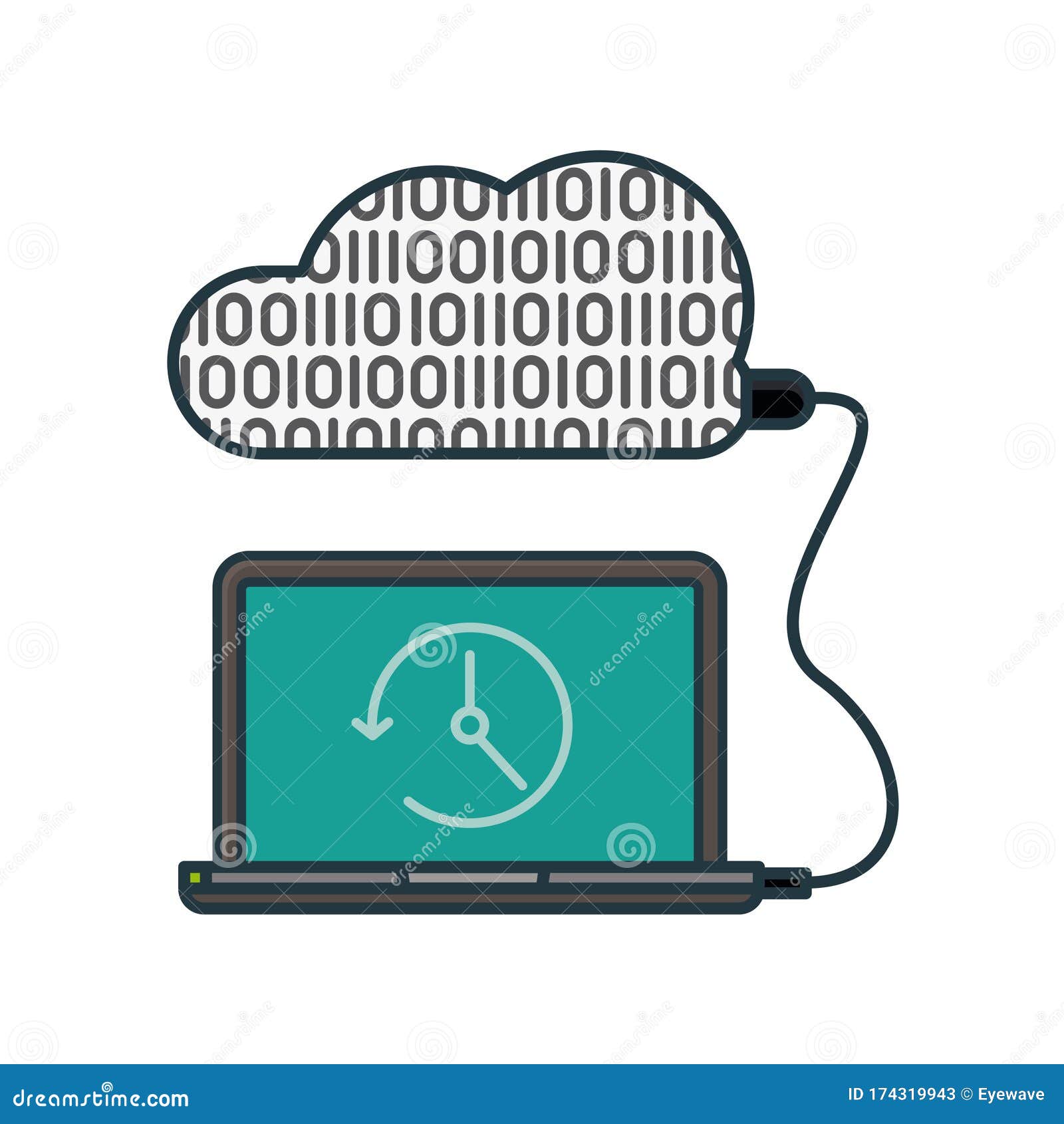 Cloud Backup from Laptop Computer Islolated Vector Illustration Stock ...