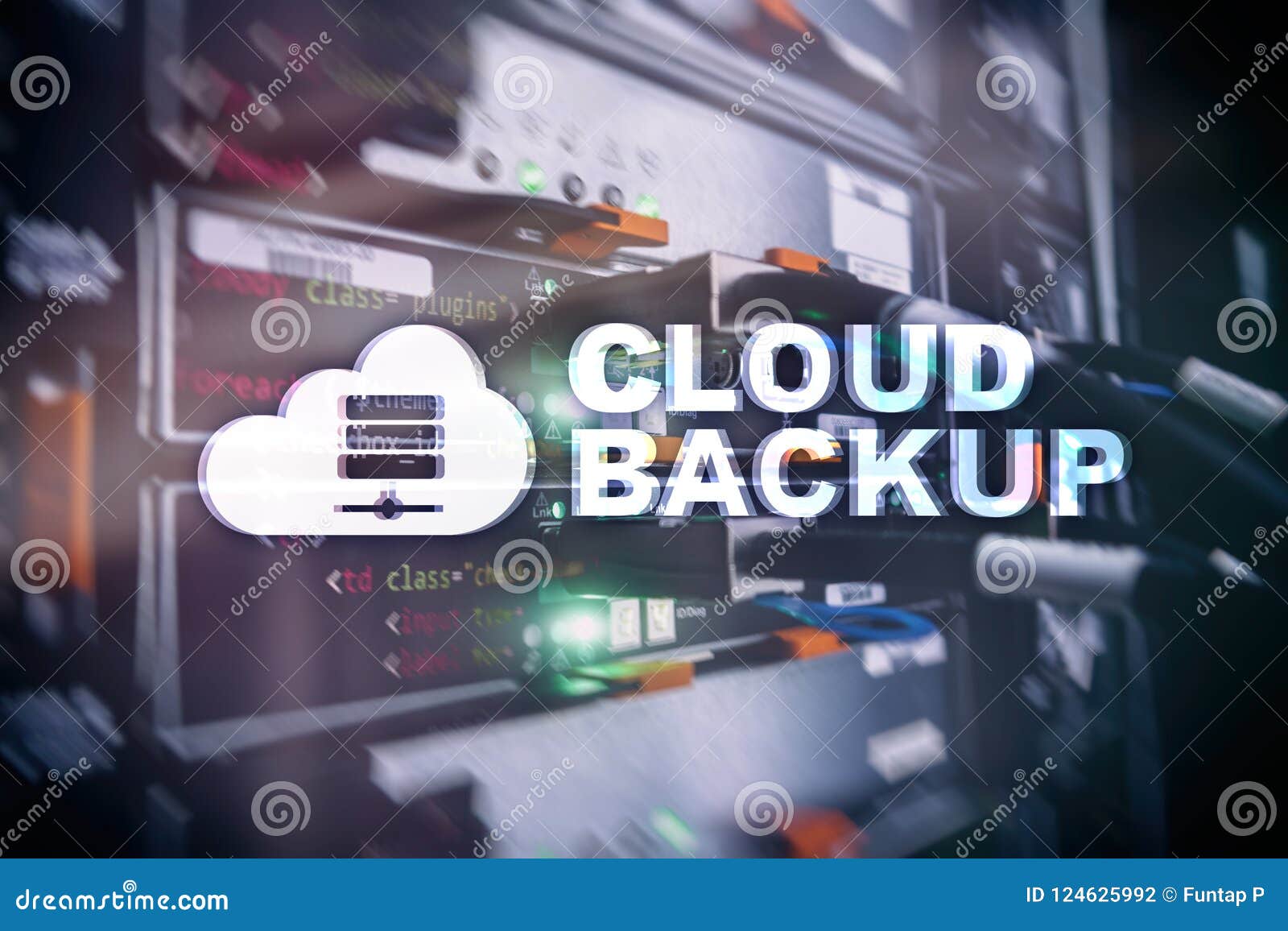 Cloud Backup. Server Data Loss Prevention Stock Photo - Image of laptop ...