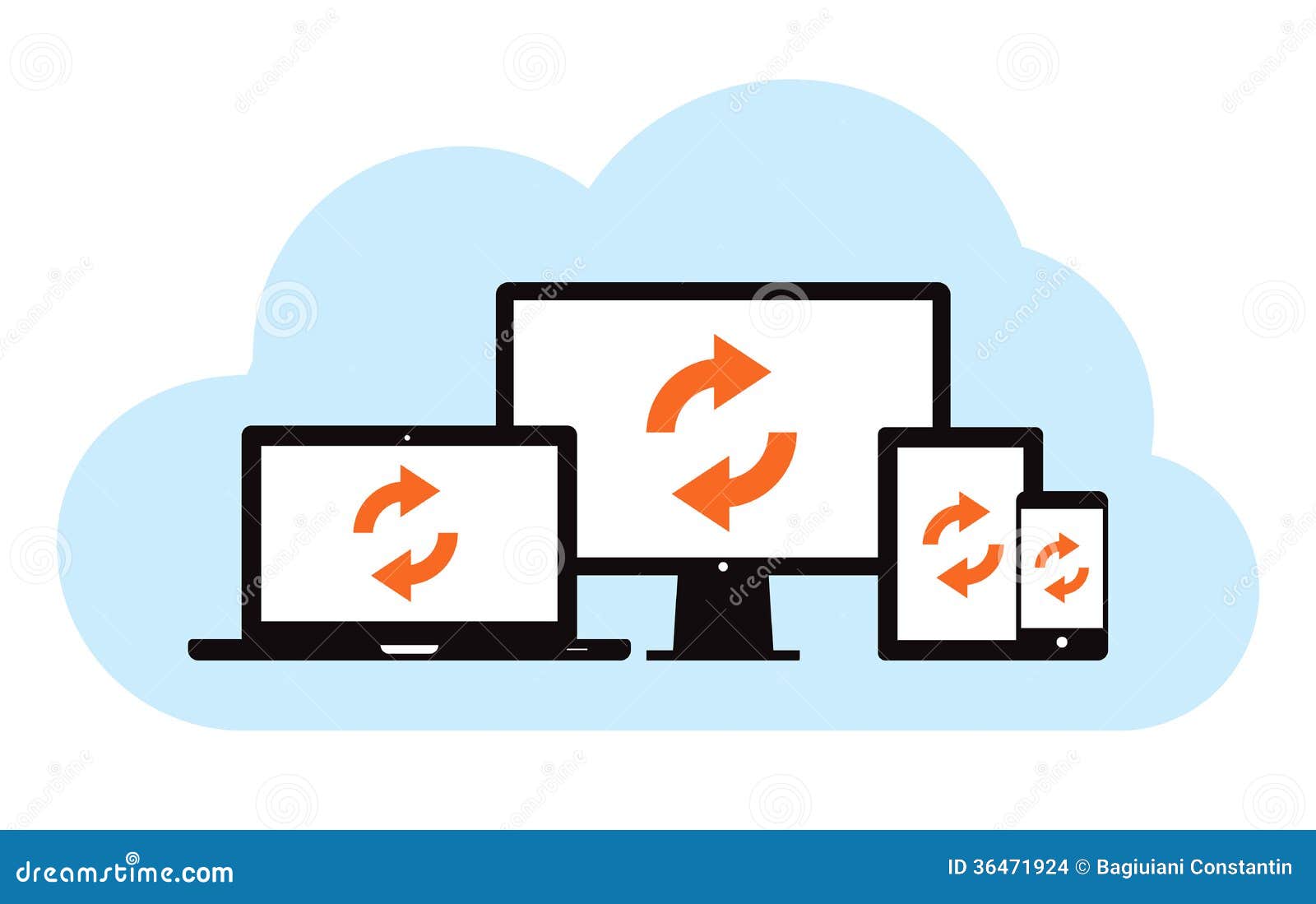 Cloud Backup Storage Illustration Of Computer System For Information ...