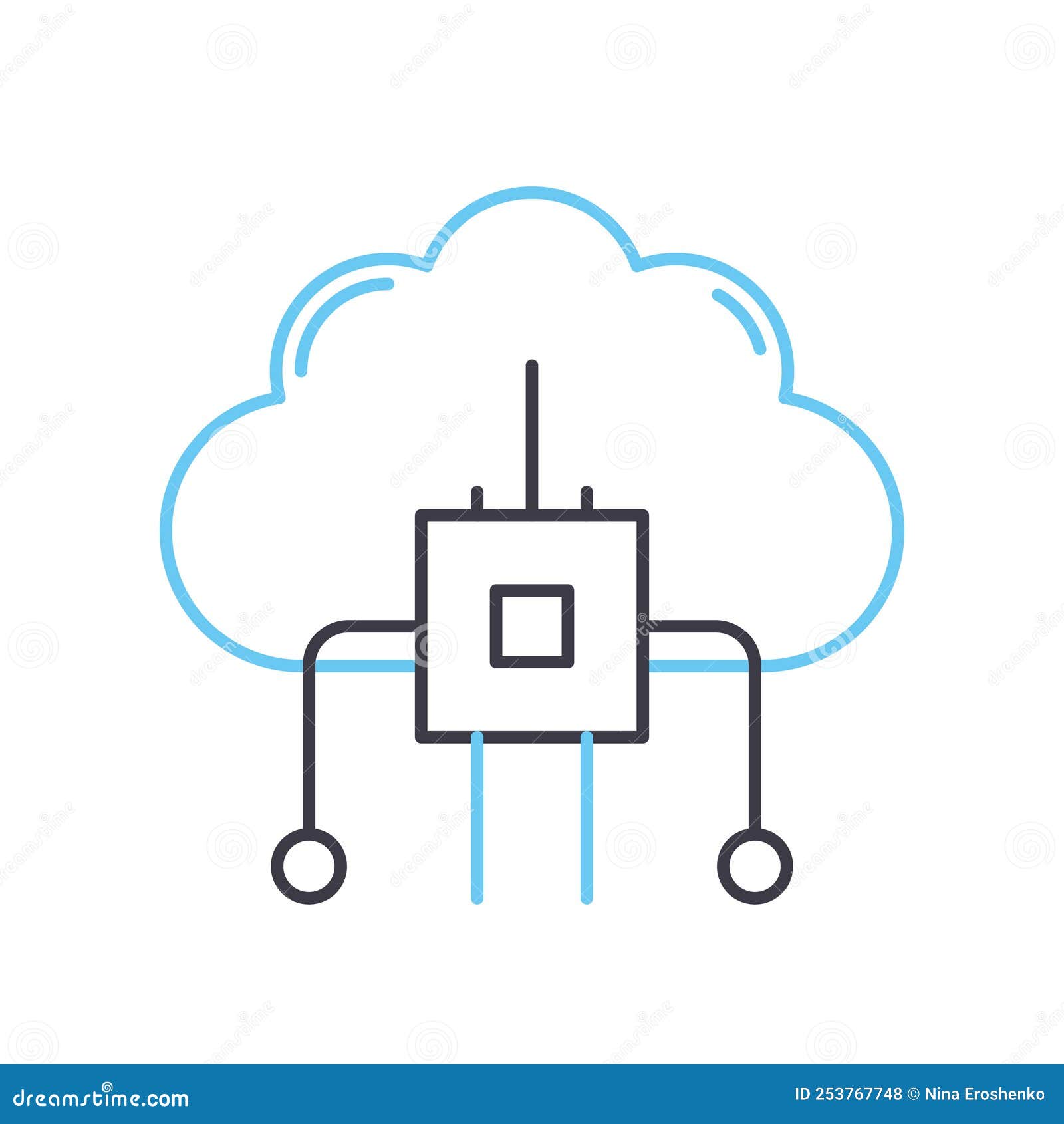 Cloud Based Architecture Line Icon, Outline Symbol, Vector Illustration ...