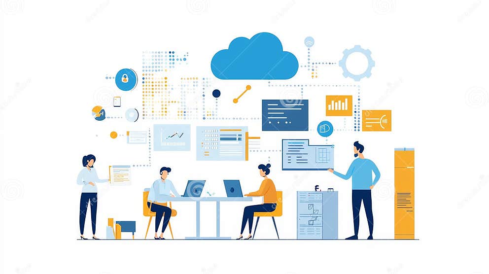 CloudBased Business Collaboration and Data Analytics Team Working ...