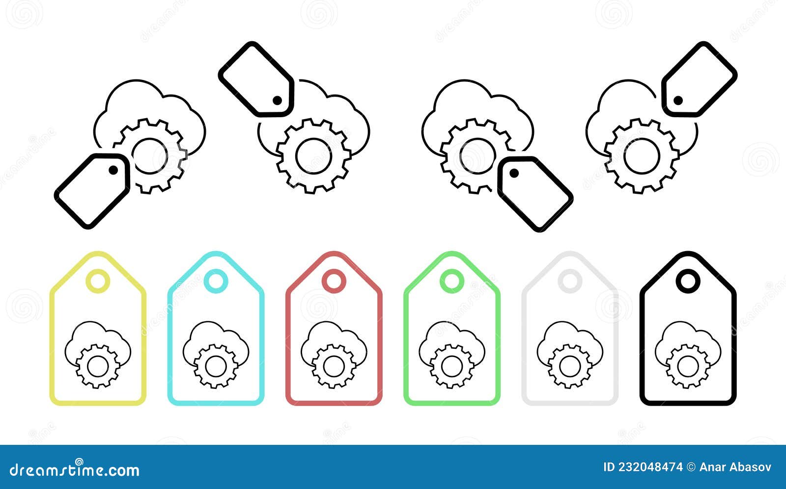Cloud Based Configuration Store Vector Icon in Tag Set Illustration for ...