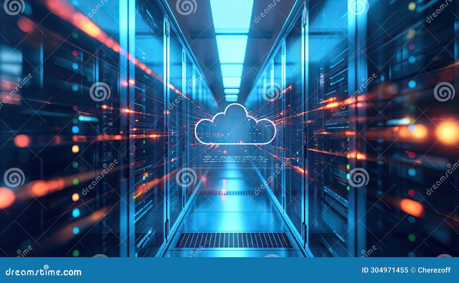 Cloud-based data center stock illustration. Illustration of overcast ...