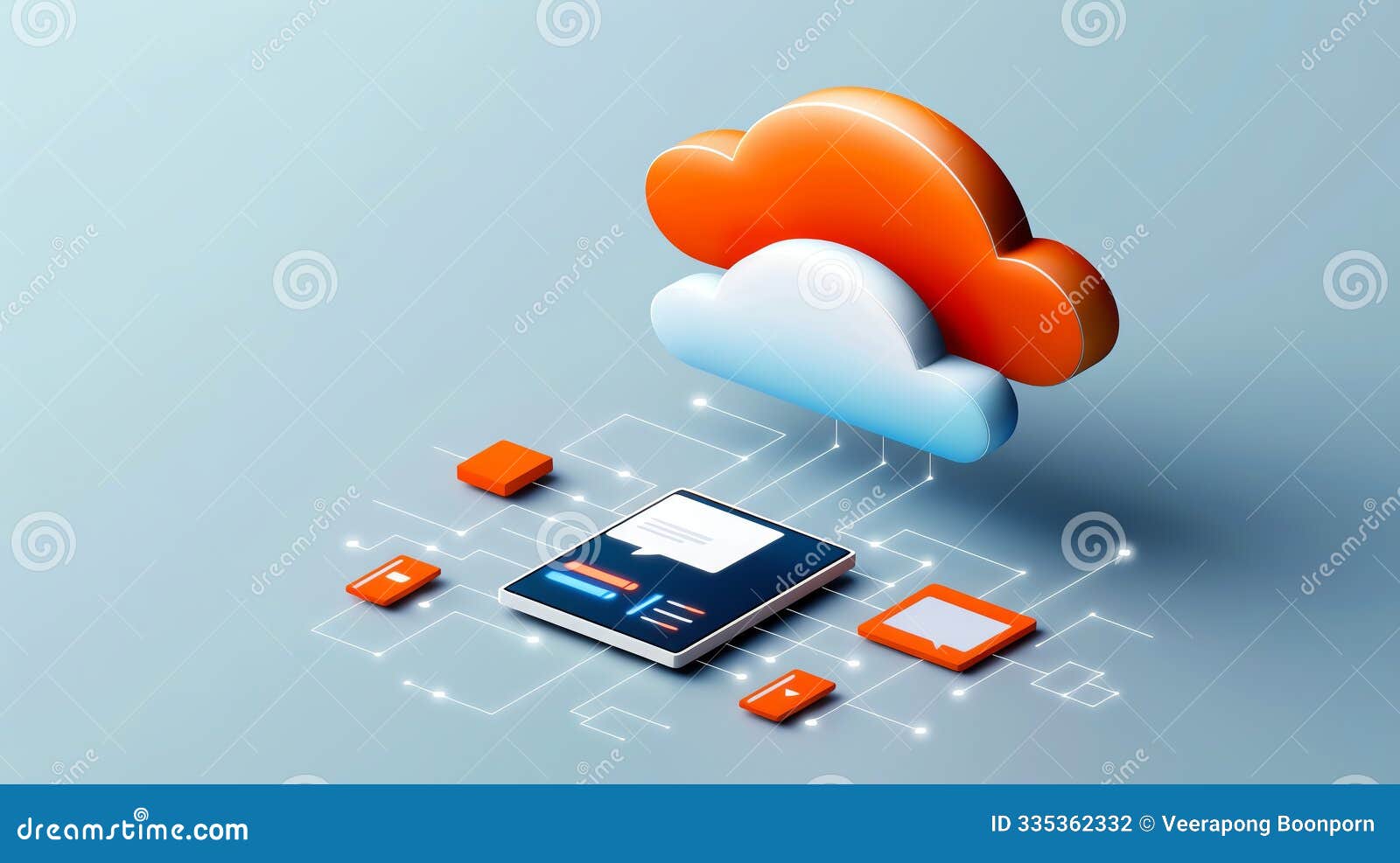 Cloud-based Document Management System in Action, Smart Devices, Modern Office, Vibrant and ...