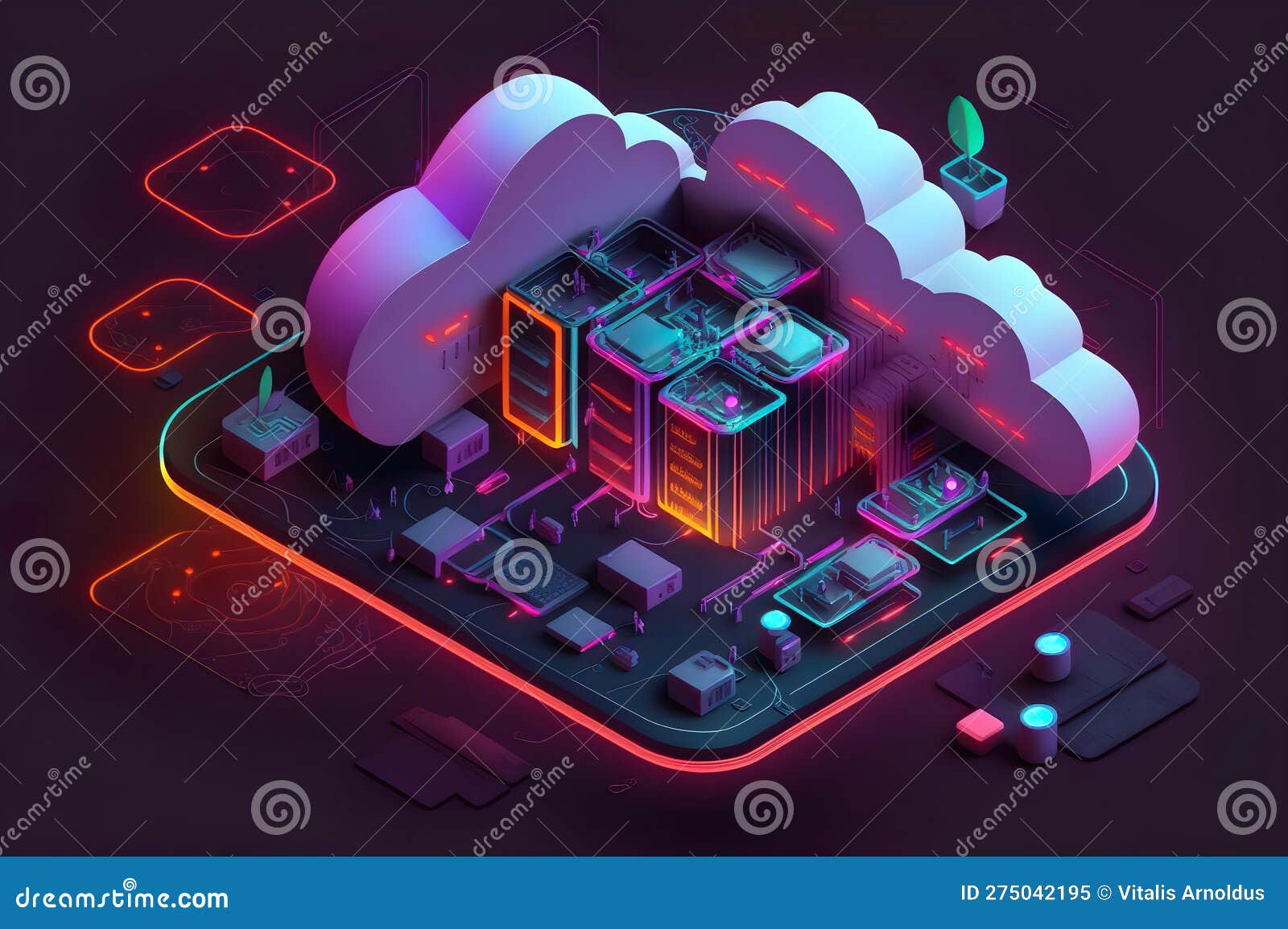 Cloud-based Server Network Computing Created with Generative AI ...