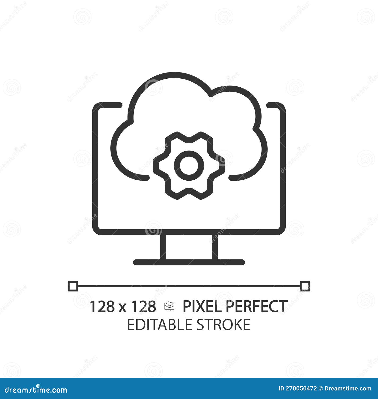 Cloud Based Software Pixel Perfect Linear Icon Stock Vector - Illustration of cloud, network ...
