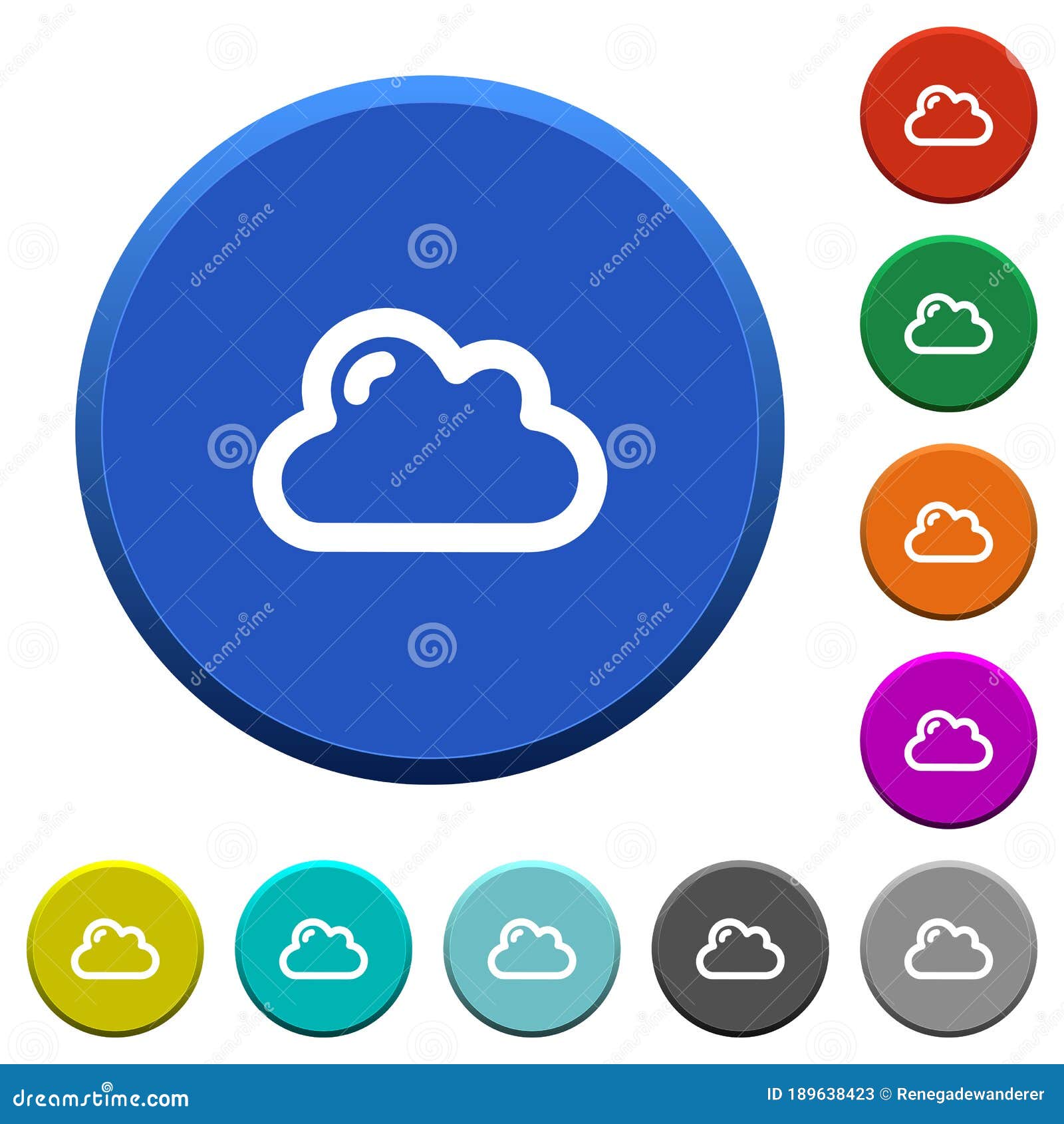 Cloud beveled buttons stock vector. Illustration of business - 189638423