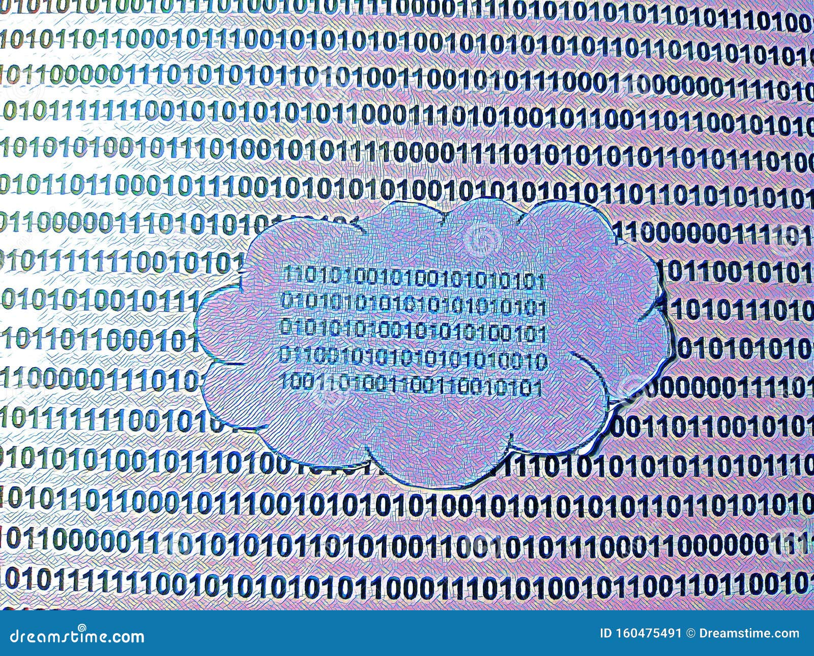 Cloud with Binary Code Showing Cloud Computing and Digital Technology ...