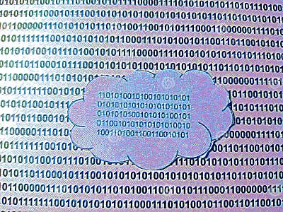 Cloud with Binary Code Showing Cloud Computing and Digital Technology ...