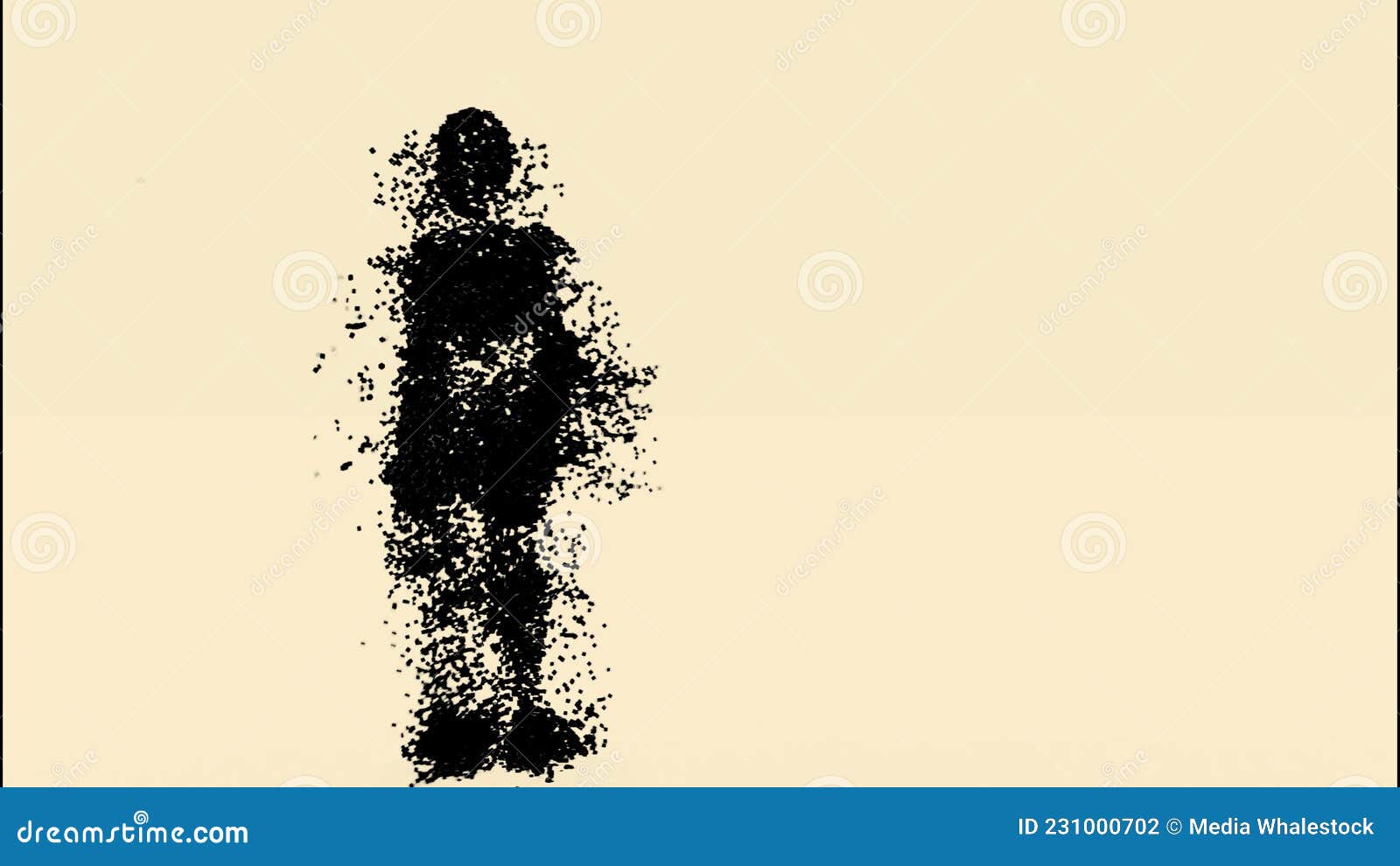 Cloud of Black Tiny Particles Gathering into the Human Silhouette that ...