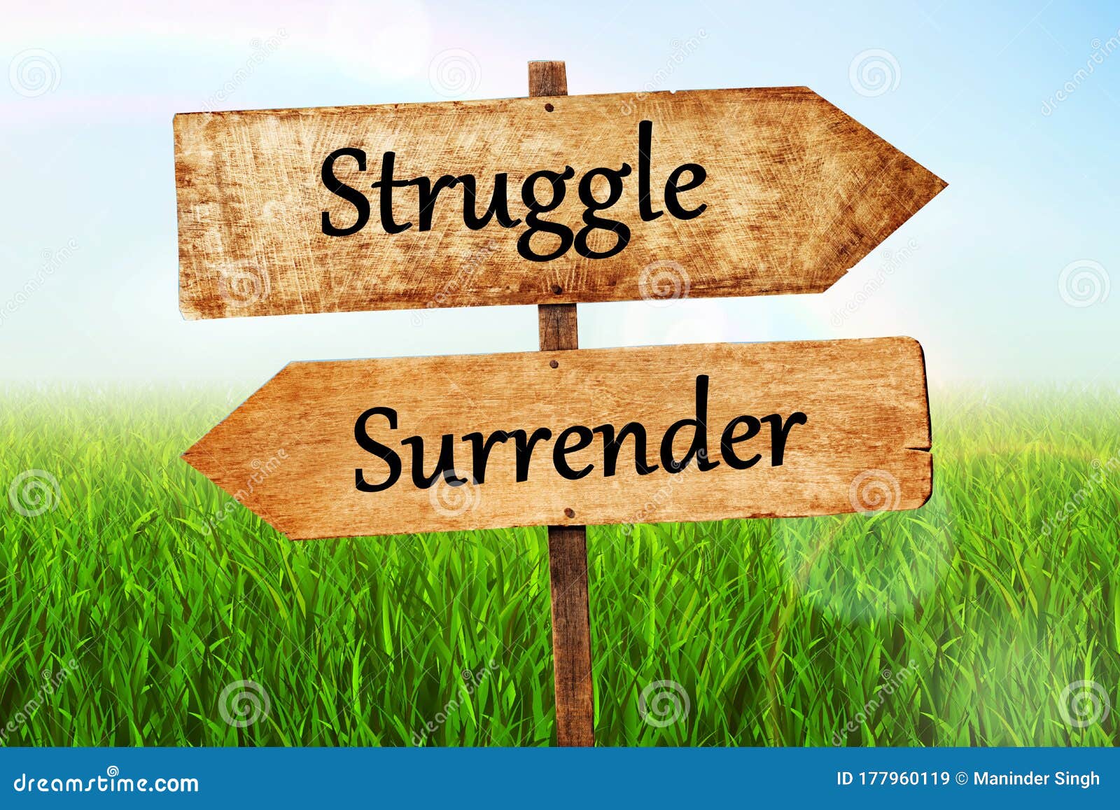 Struggle & Surrender Double Road Signpost Stock Image - Image of ...