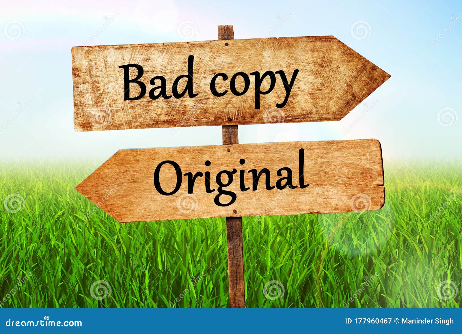 Bad Copy & Original Signpost Stock Image - Image of copy, double: 177960467