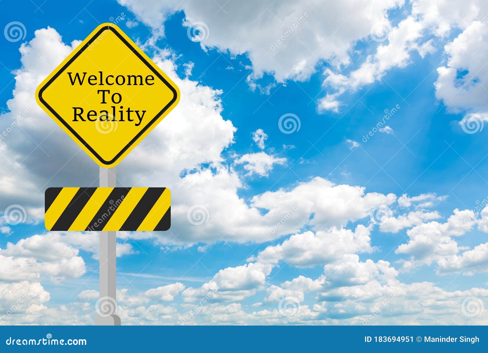 Welcome to reality. stock image. Image of cloud, lesson - 183694951