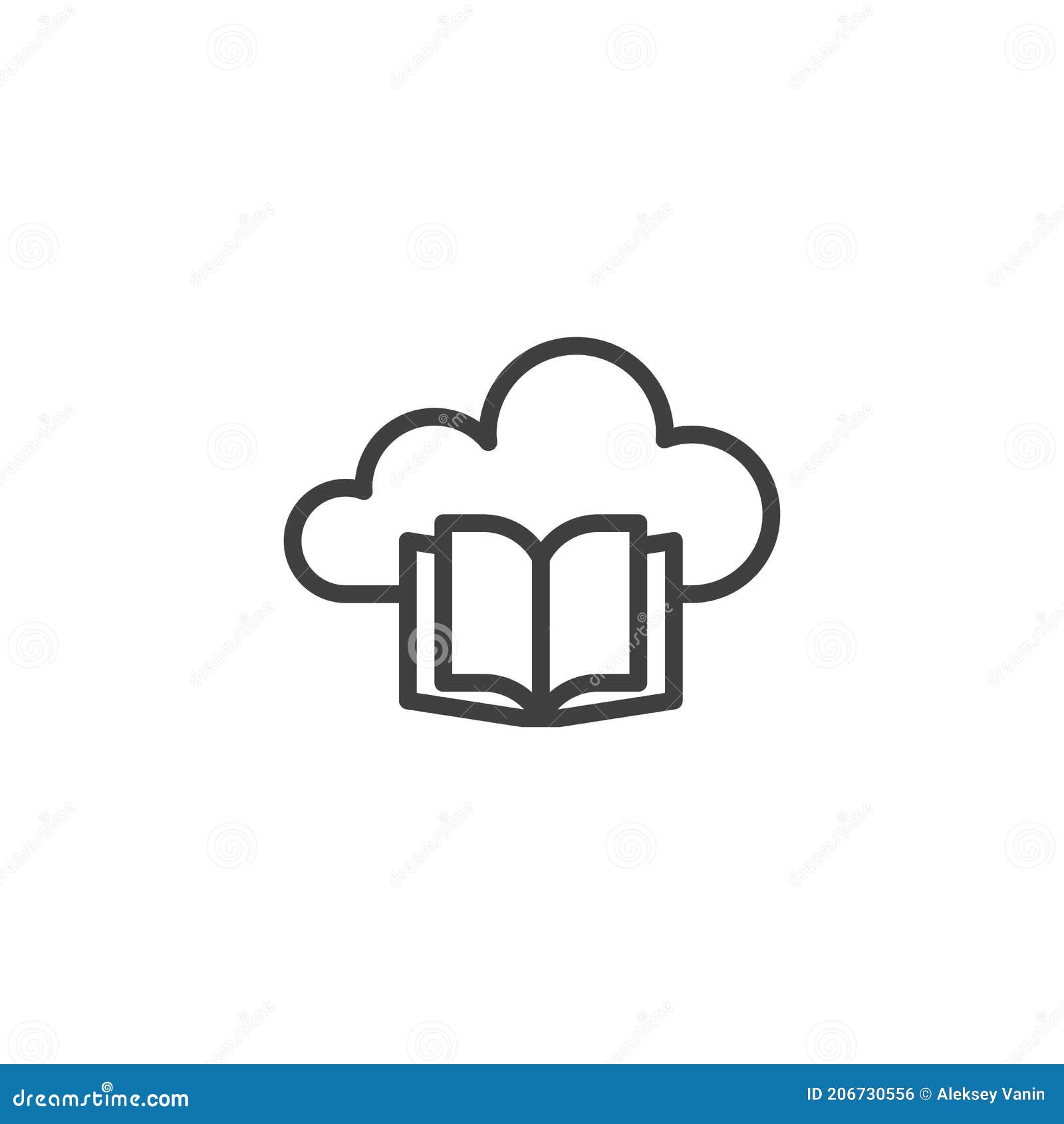 Cloud book line icon stock illustration. Illustration of online - 206730556