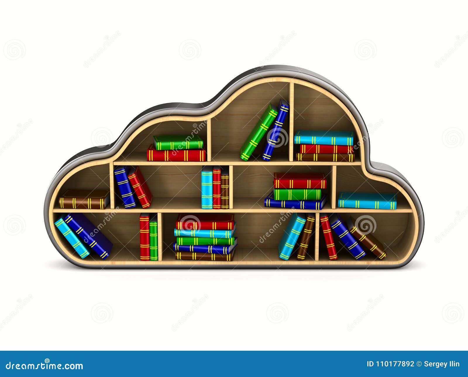 Cloud with Books on White Background. Isolated 3D Illustration Stock ...