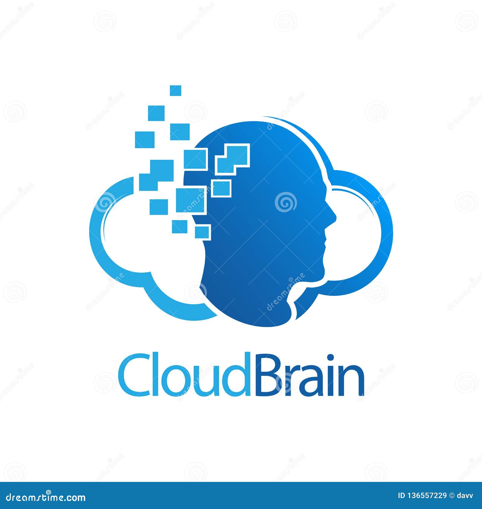 Cloud Brain Digital Human Logo Concept Design. Symbol Graphic Template ...