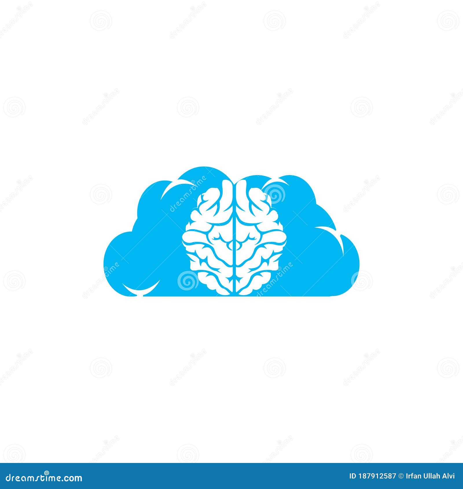 Cloud Brain Logo Design Vector Icon. Digital Brain Logo. Stock Vector ...