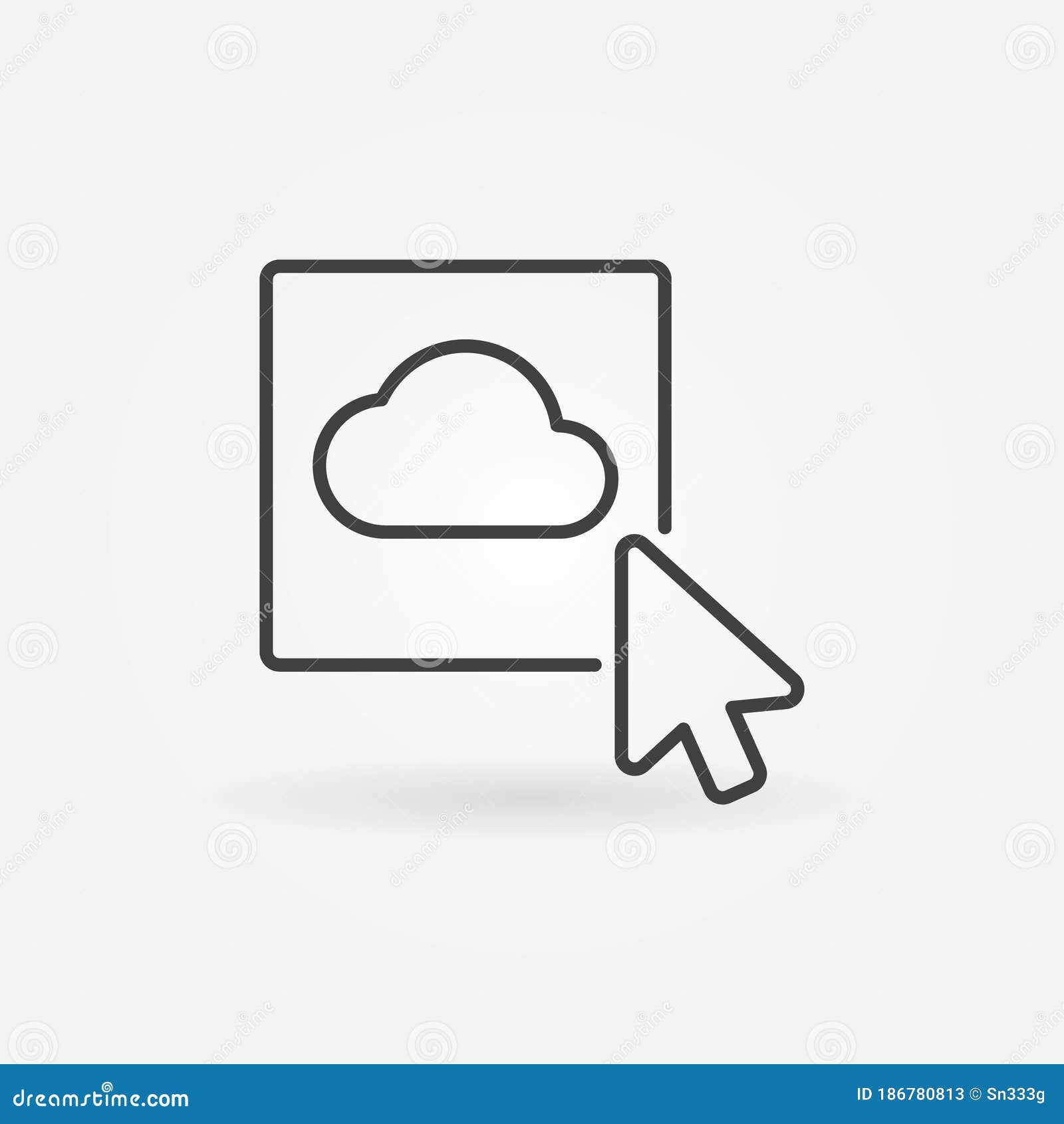 Cloud Button with Cursor Vector Thin Line Concept Icon Stock Vector ...
