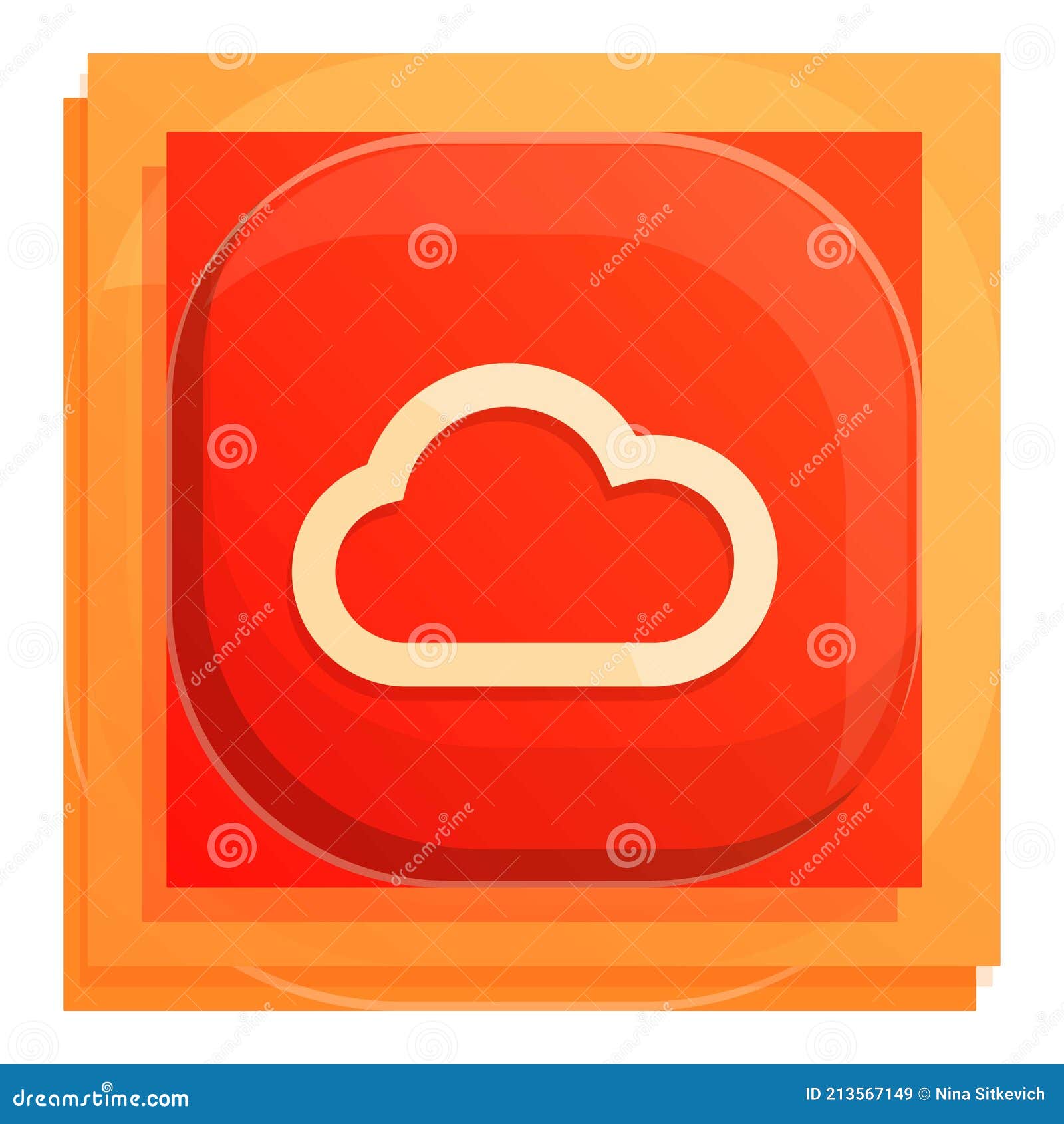 Cloud Button Interface Icon, Cartoon Style Stock Vector - Illustration ...