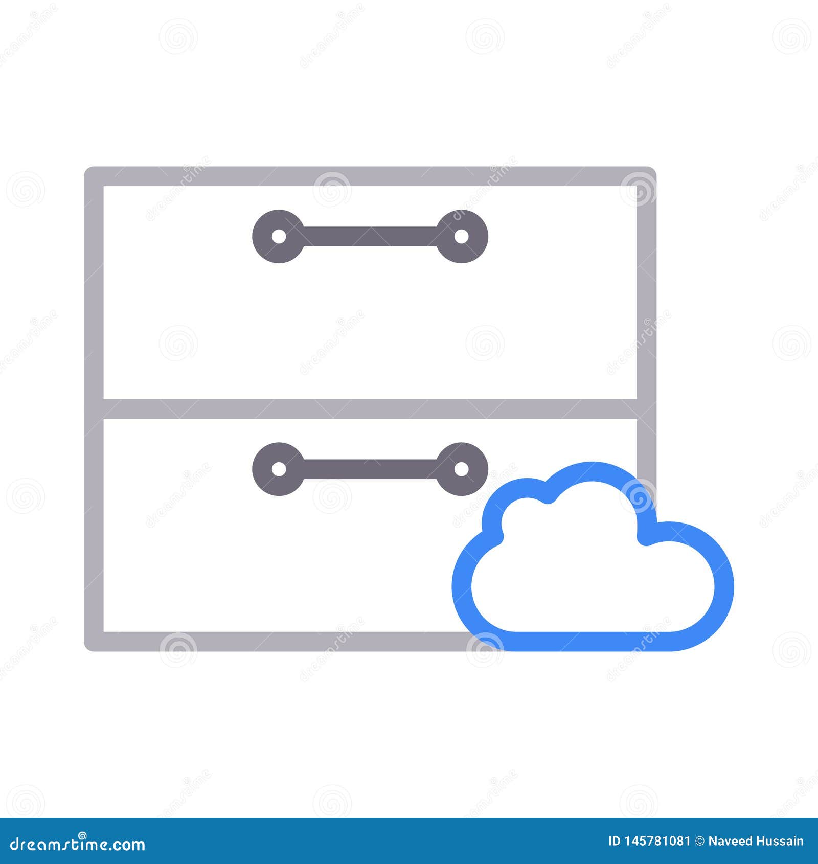 Cloud Cabinet Thin Color Line Vector Icon Stock Illustration ...