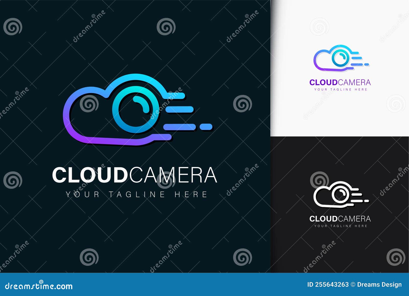 Cloud Camera Logo Design with Gradient Stock Vector - Illustration of application, filmstrip ...