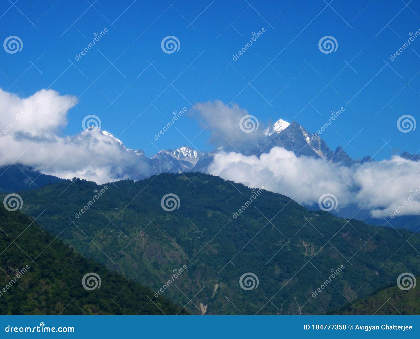 Cloud Capped Mount Kangchenjunga or Kanchenjunga Observable from Sikkim ...