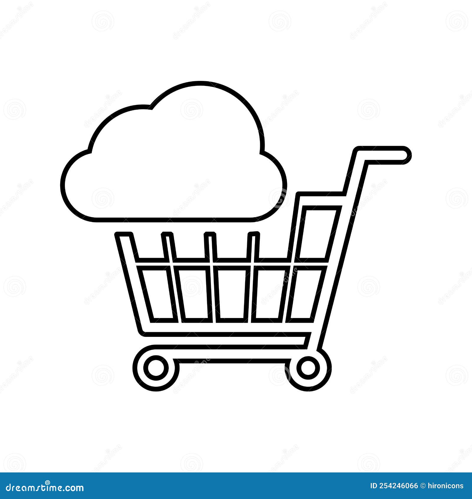 Cloud, Cart, Shopping Outline Icon. Line Art Vector Stock Vector ...