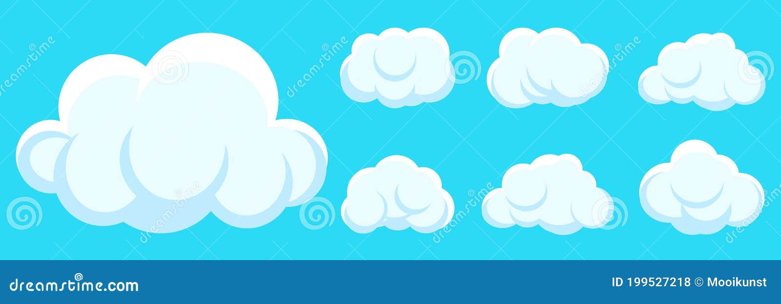 Cloud Cartoon Bubble Sky Weather Icon Vector Set Stock Vector ...