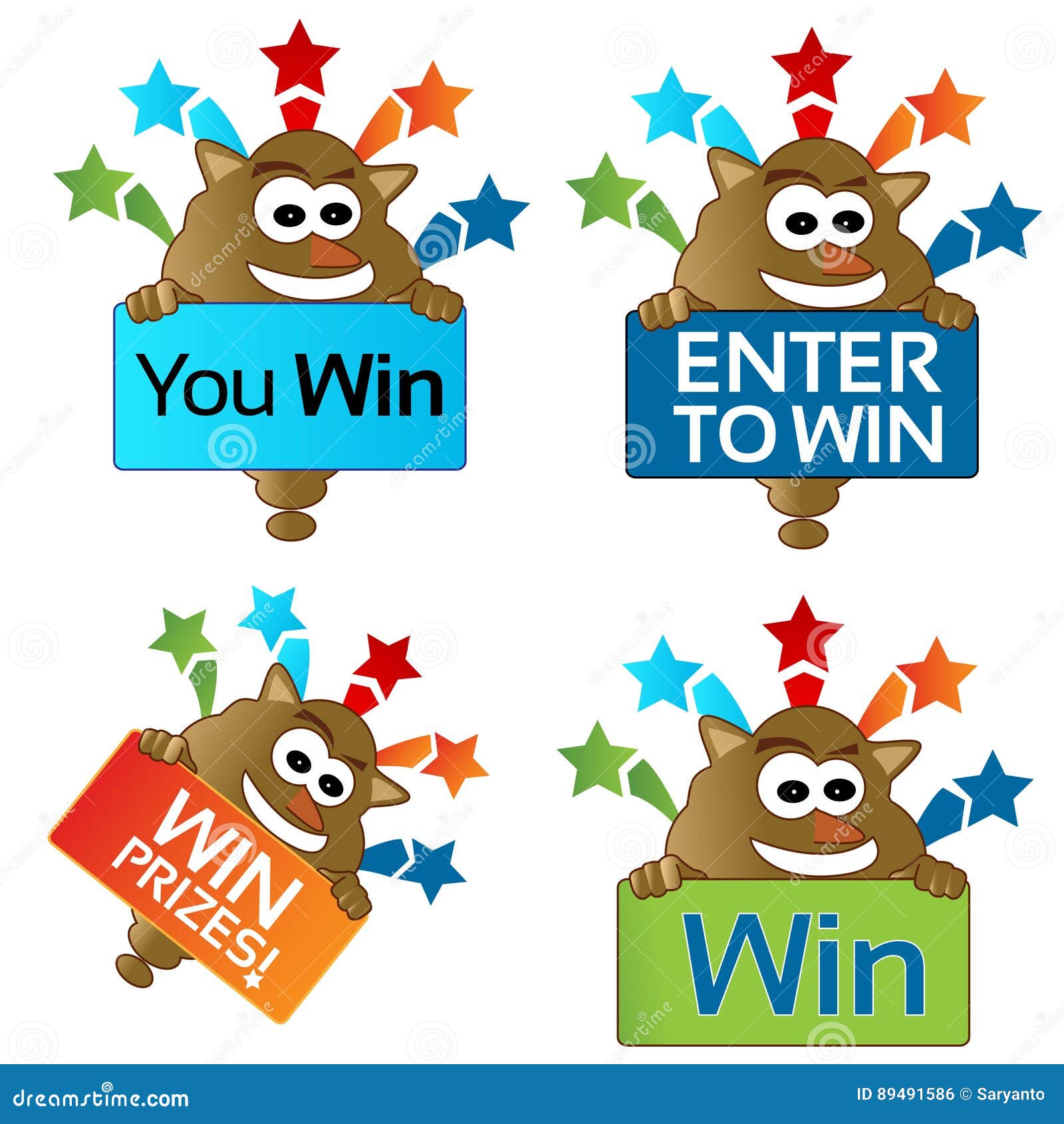 Cloud Cartoon Character Illustration Holding Win Sign Board Stock ...