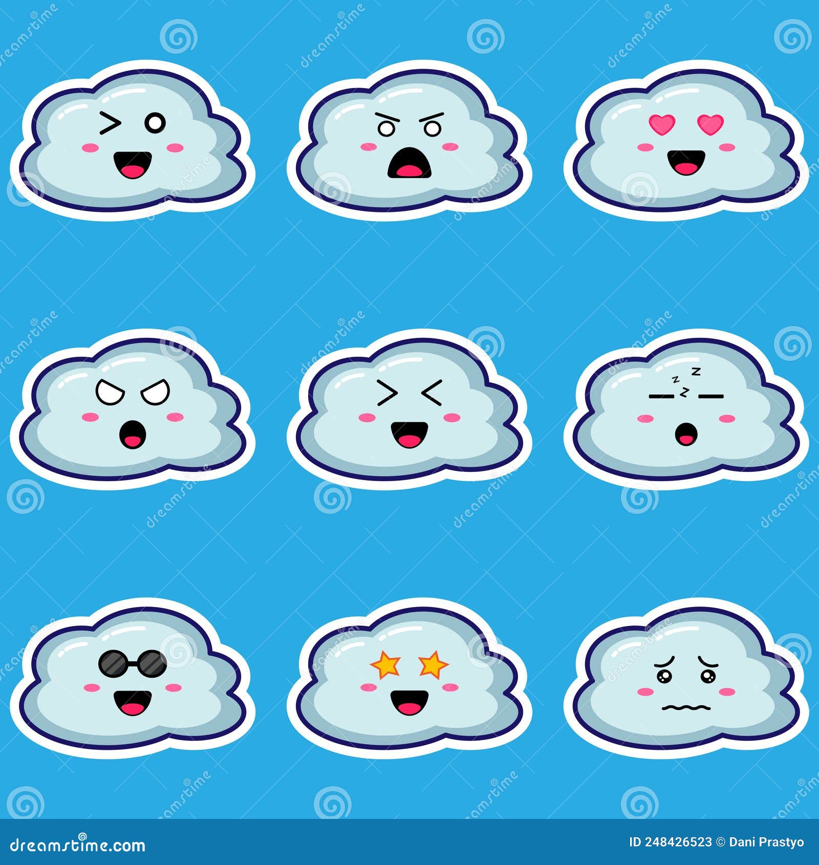 Clouds cartoon emoticon stock vector. Illustration of design - 248426523