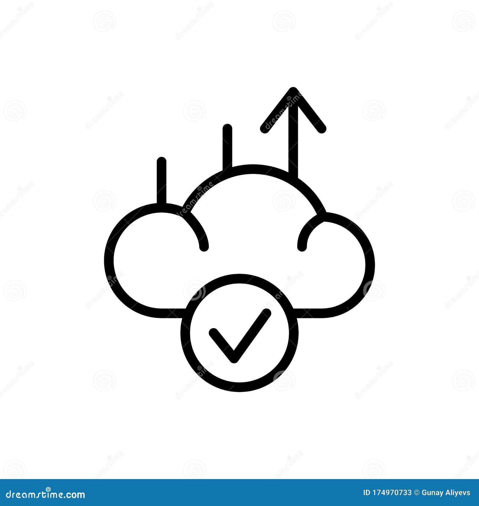 Cloud, Chart, Arrow, Check Mark Icon. Simple Line, Outline Vector ...