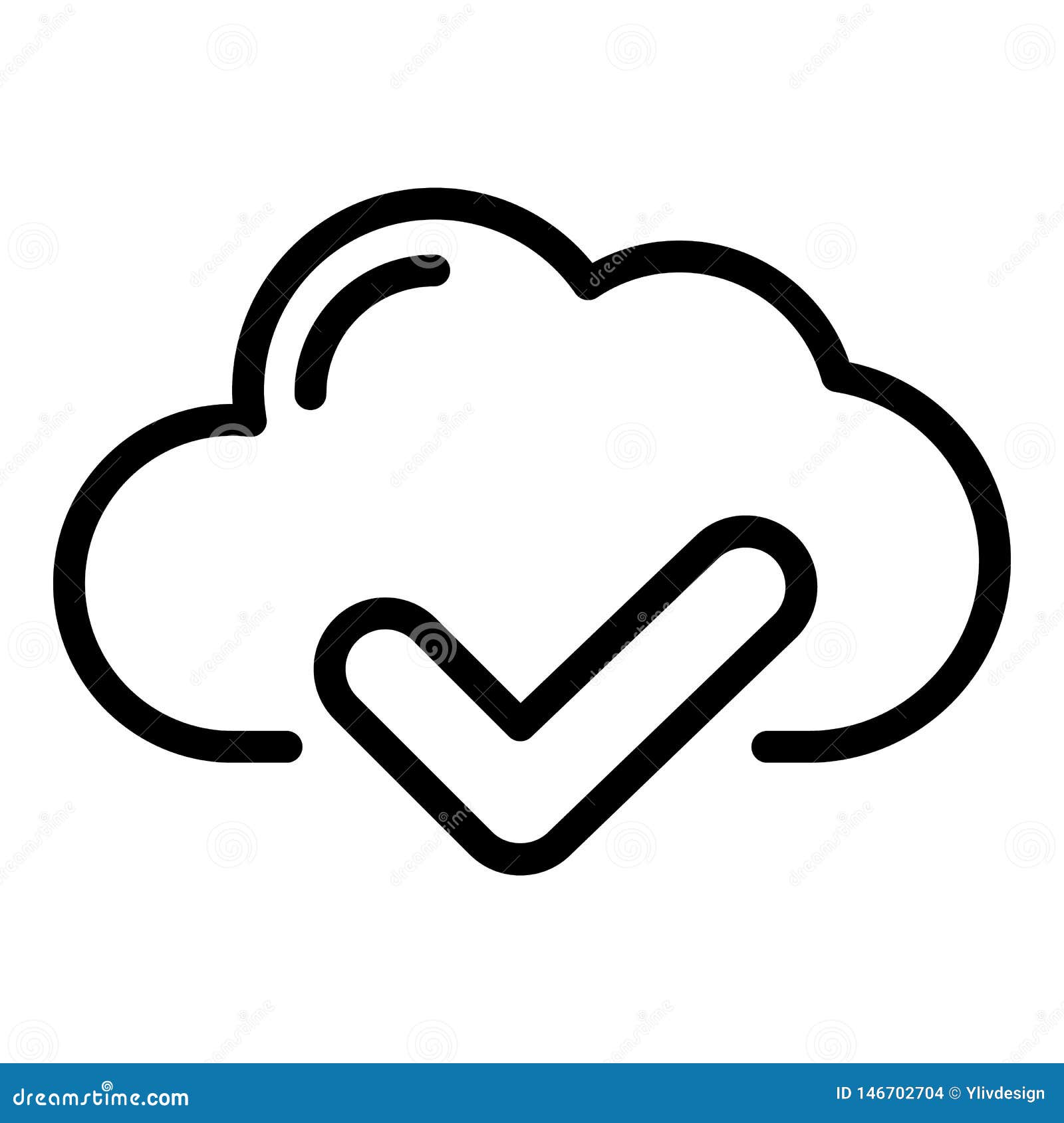 Cloud Check Icon, Outline Style Stock Vector - Illustration of black ...