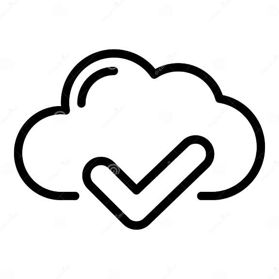 Cloud Check Icon, Outline Style Stock Vector - Illustration of black ...