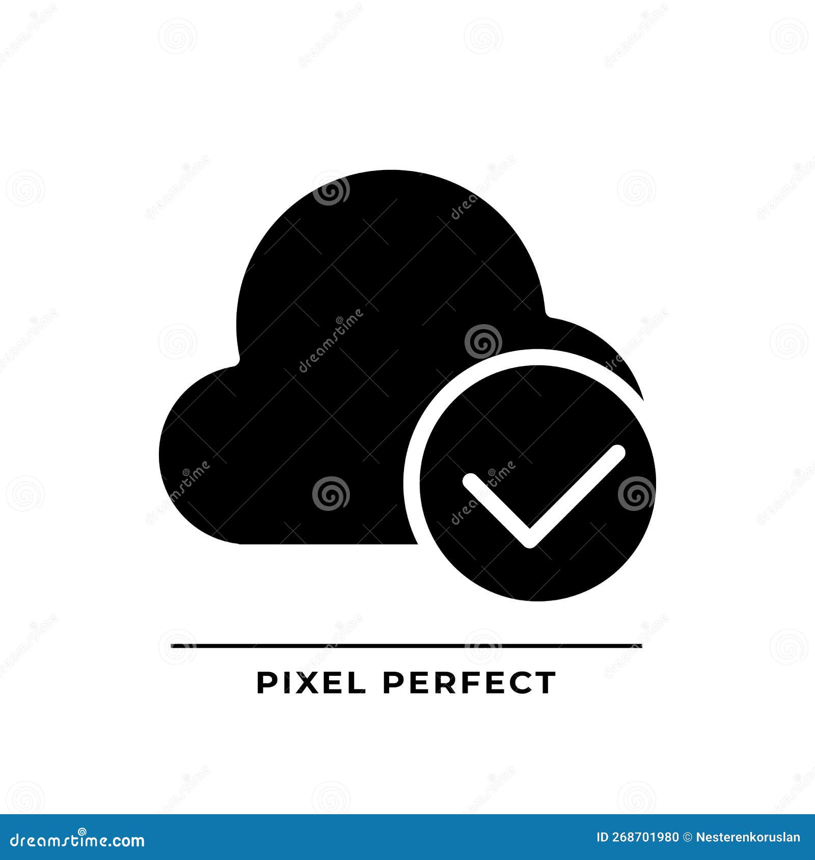 Cloud with Check Mark Black Glyph Icon Stock Vector - Illustration of ...