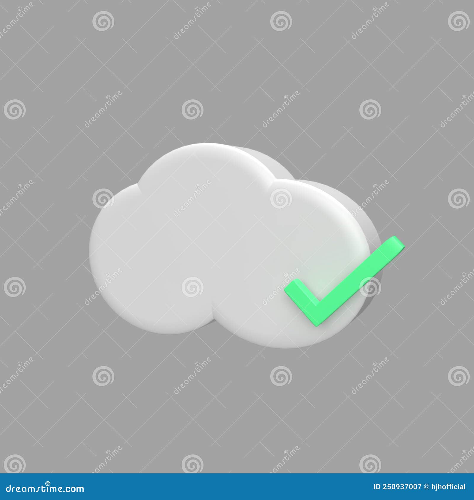 Cloud with Check Mark 3d Model Cartoon Style. Render Illustration Stock ...