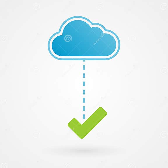 Cloud and Check Mark Icon. Green Tick. Vector Illustration, Flat Design ...